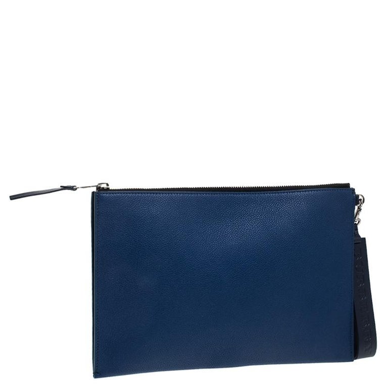 Burberry Blue Leather Wristlet Pouch For Sale at 1stDibs | burberry ...