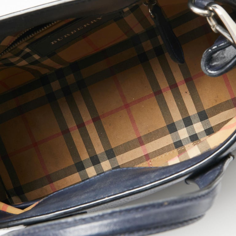 Burberry Blue Perforated Leather Small Banner Tote at 1stDibs
