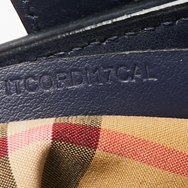 Burberry Blue Perforated Leather Small Banner Tote at 1stDibs