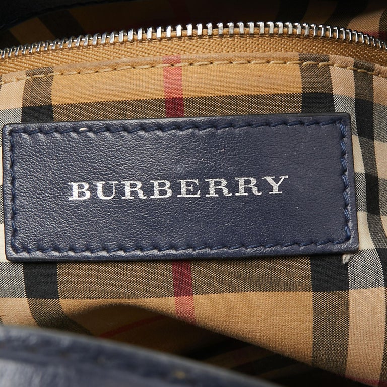 Burberry Blue Perforated Leather Small Banner Tote at 1stDibs