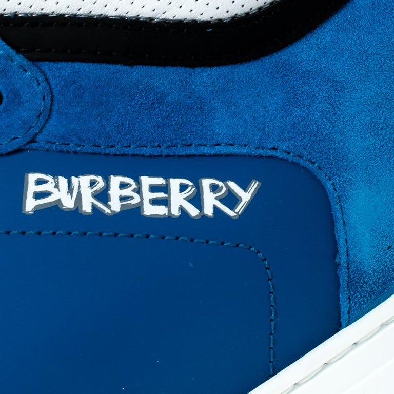 Burberry Blue Suede Leather Reeth High Top Sneakers Size 45 For Sale at ...