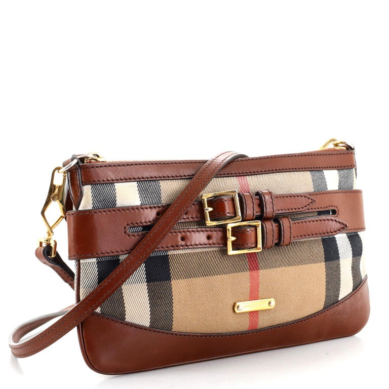 Burberry Bridle Peyton Crossbody Bag House Check Canvas at 1stDibs