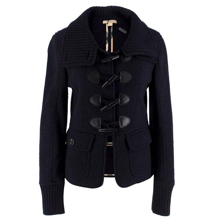 Burberry Brit Navy Blue Wool Toggle-Buttoned Knit Jacket S at 1stDibs