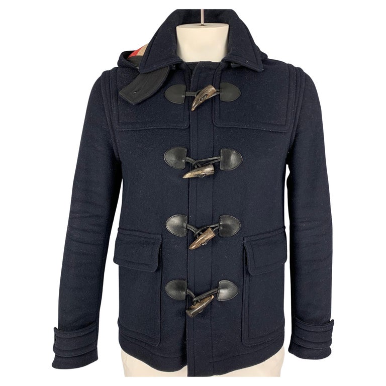 BURBERRY BRIT Size M Navy Wool Polyamide Toggle Closure Coat For Sale ...
