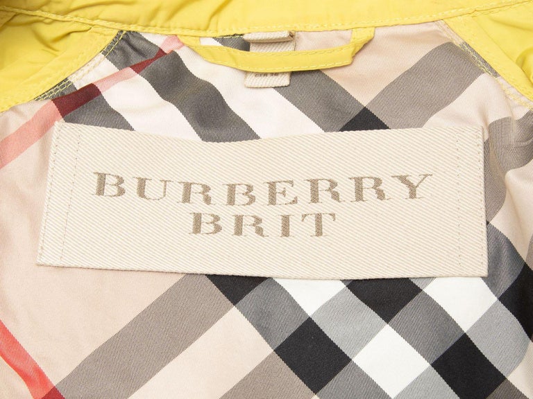 Burberry Brit Yellow Nylon Hooded Jacket For Sale at 1stDibs