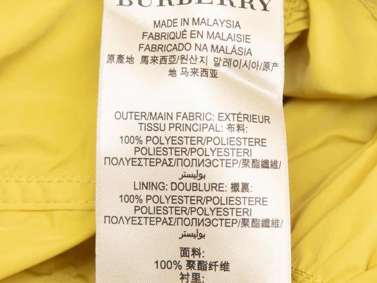 Burberry Brit Yellow Nylon Hooded Jacket For Sale at 1stDibs