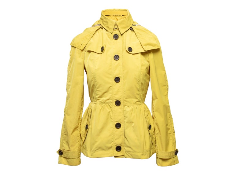 Burberry Brit Yellow Nylon Hooded Jacket For Sale at 1stDibs