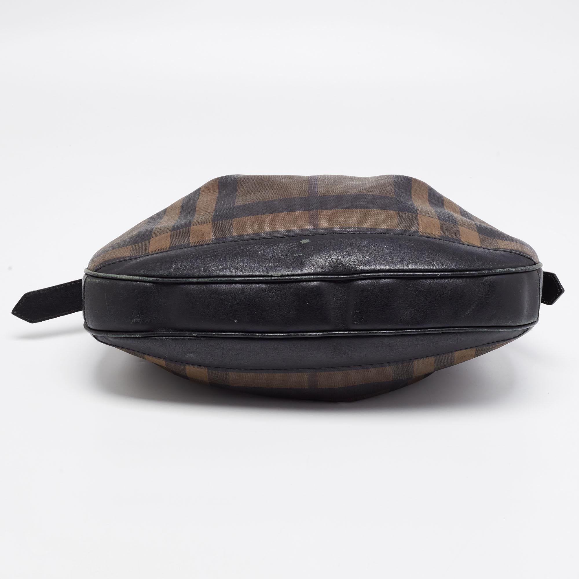 Burberry Brown/Black Nova Check PVC and Leather Small Brooklyn Hobo For ...