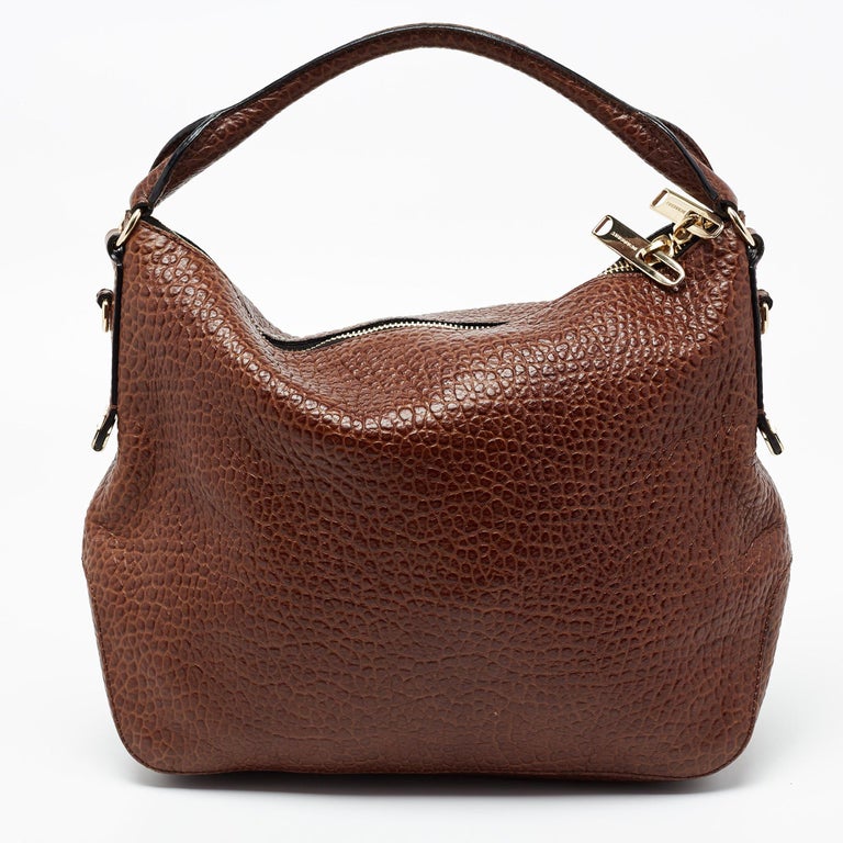Burberry Brown Grain Leather Small Ledbury Hobo For Sale at 1stDibs