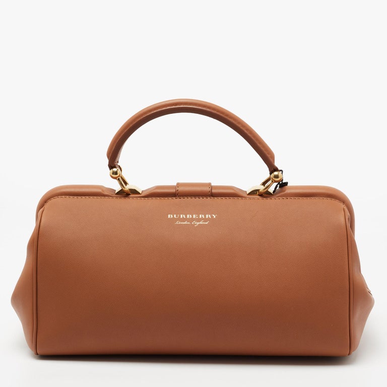 Burberry Brown Leather Bowling Bag For Sale at 1stDibs
