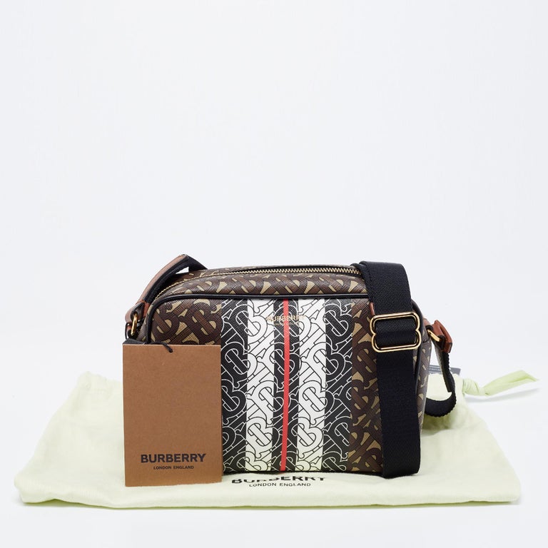 Burberry Brown Monogram Coated Canvas Stripe Crossbody Bag at 1stDibs
