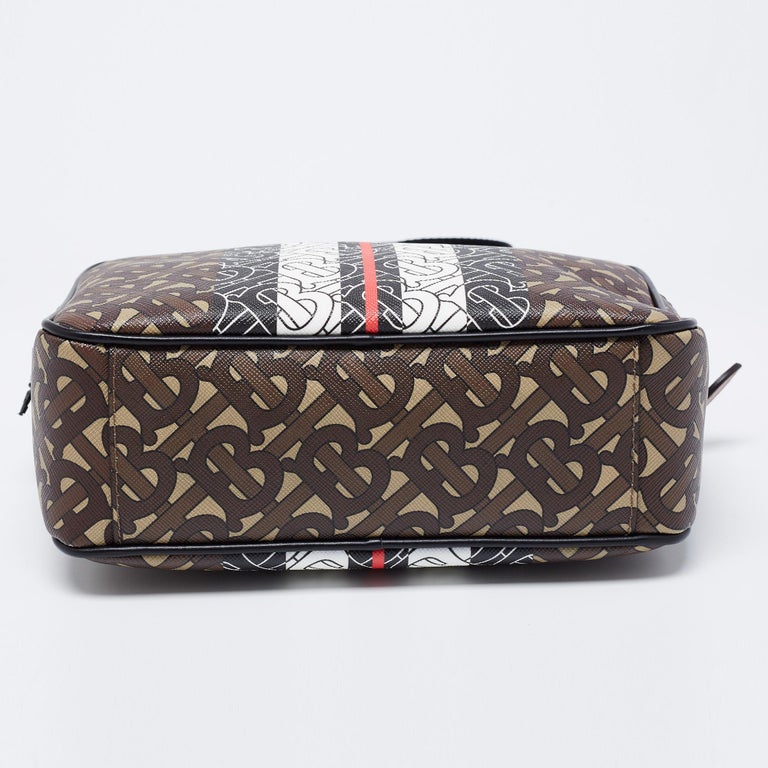 Burberry Brown Monogram Coated Canvas Stripe Crossbody Bag at 1stDibs