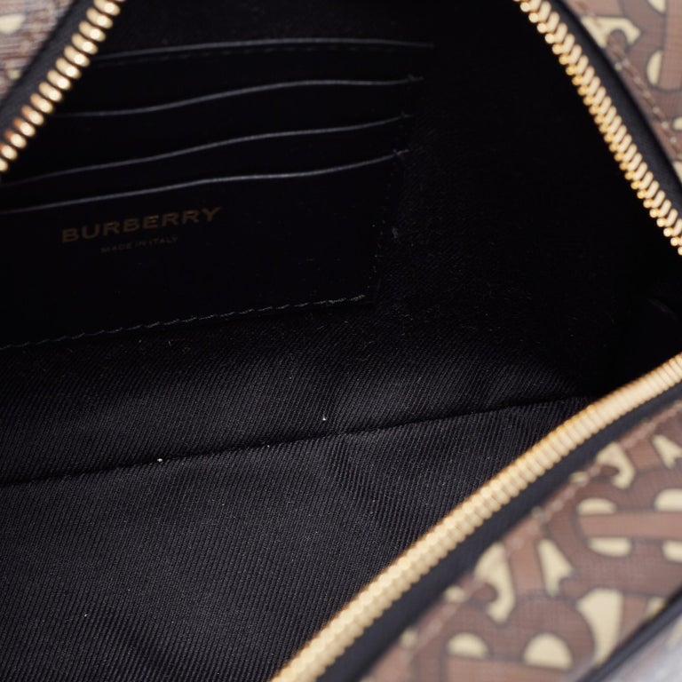Burberry Brown Monogram Coated Canvas Stripe Crossbody Bag at 1stDibs