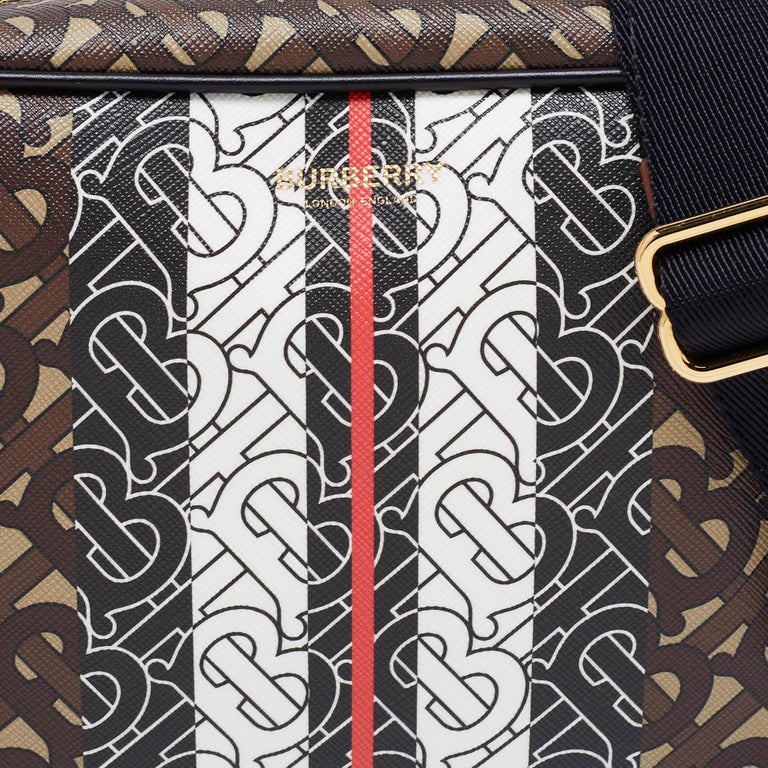 Burberry Brown Monogram Coated Canvas Stripe Crossbody Bag at 1stDibs