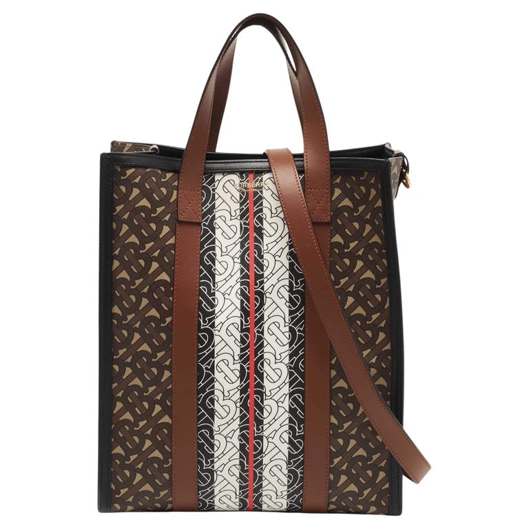 Burberry Brown TB Monogram Stripe Coated Canvas and Leather Portrait ...