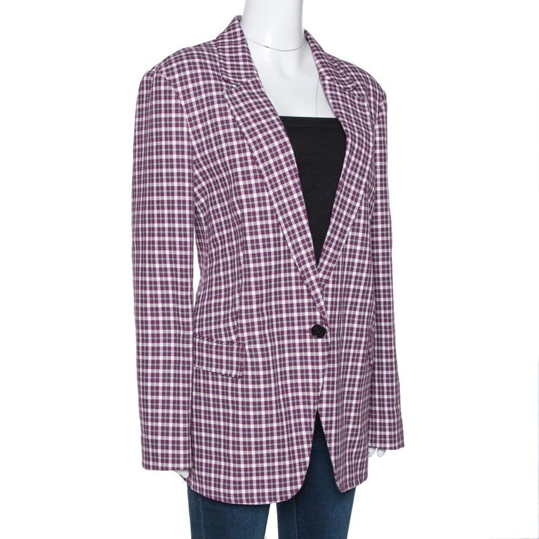 Burberry Burgundy Plaid Check Cotton Blazer L at 1stDibs | burberry ...