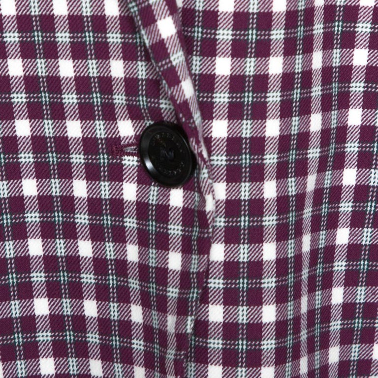 Burberry Burgundy Plaid Check Cotton Blazer L at 1stDibs | burberry ...