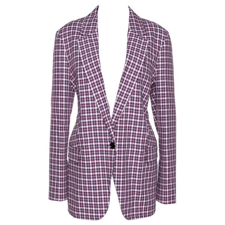Burberry Burgundy Plaid Check Cotton Blazer L at 1stDibs | burberry ...