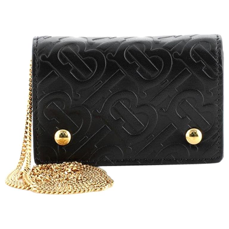 Burberry Card Case Monogram Embossed Leather at 1stDibs