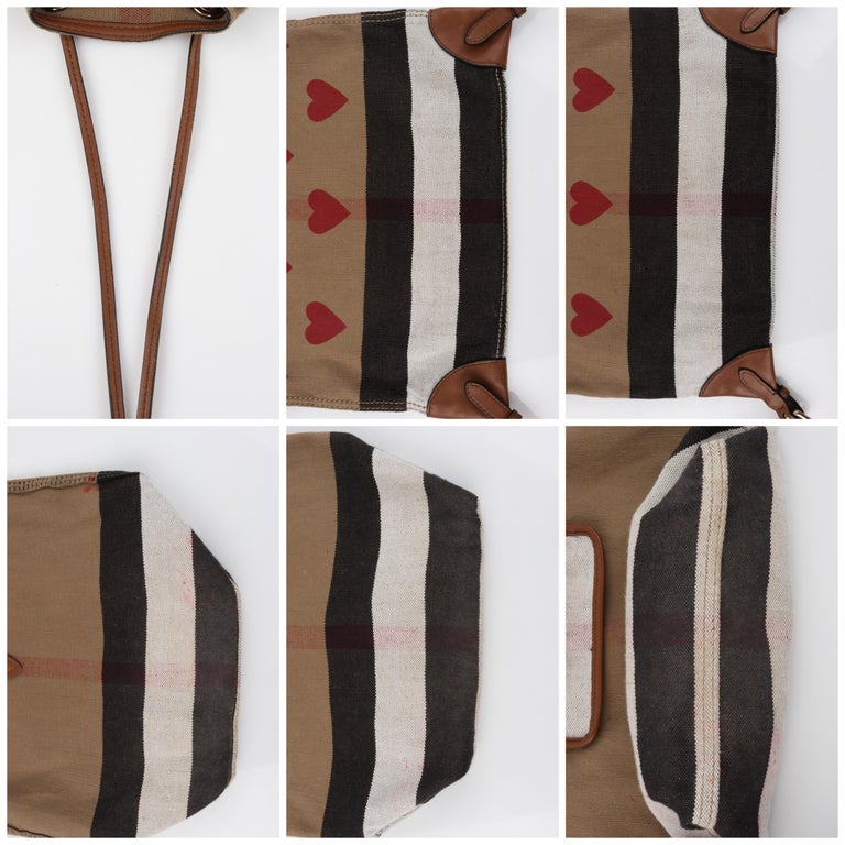 BURBERRY Chilton Check Hearts Canvas Leather Trim Backpack at 1stDibs ...
