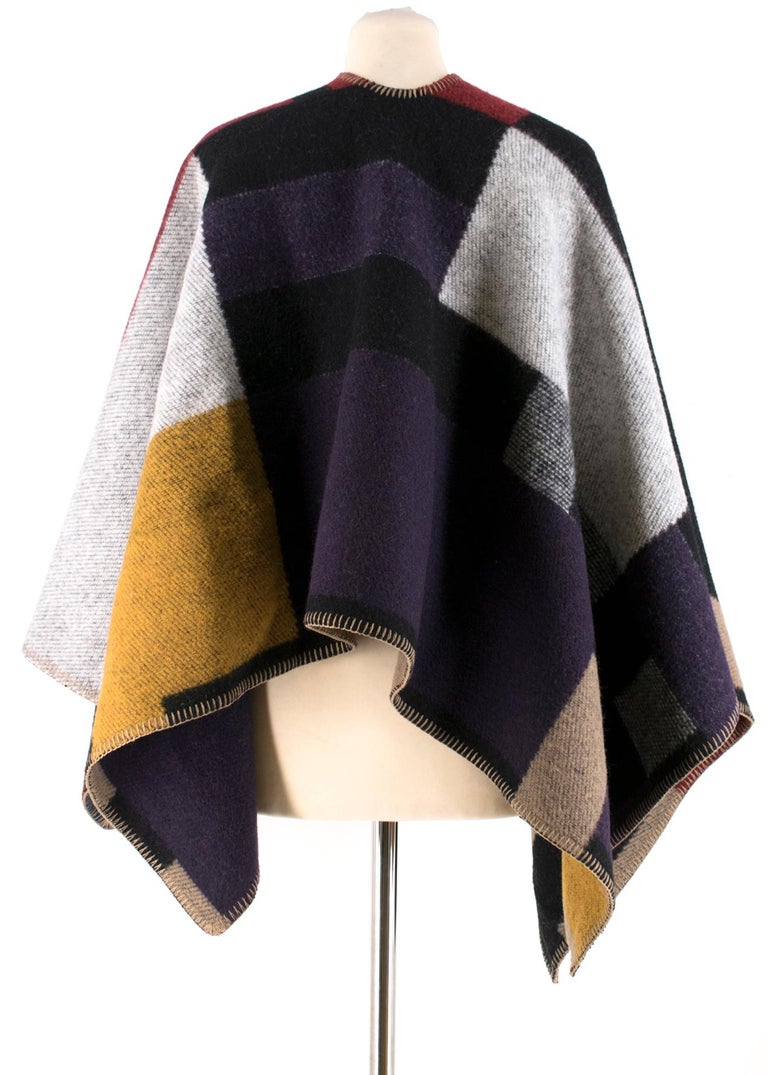 Burberry Colour Block Check Blanket Poncho One size at 1stDibs ...
