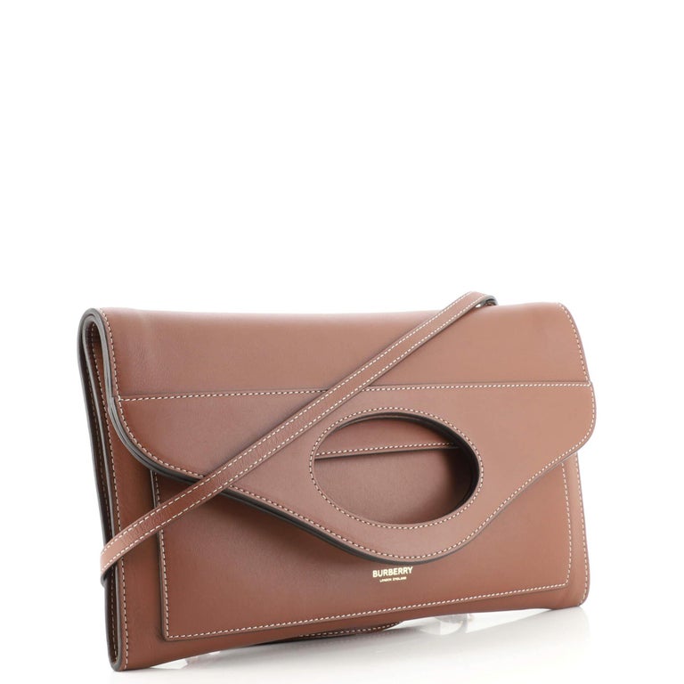 Burberry Convertible Fold Over Pocket Clutch Leather Small For Sale at ...