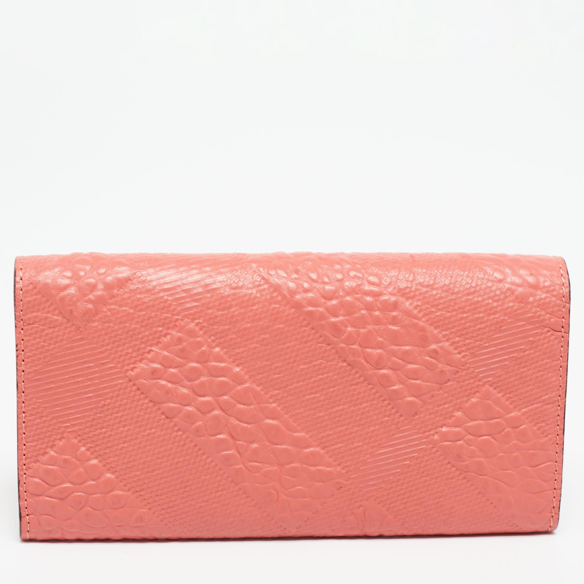 Burberry Coral Textured Leather Continental Wallet at 1stDibs