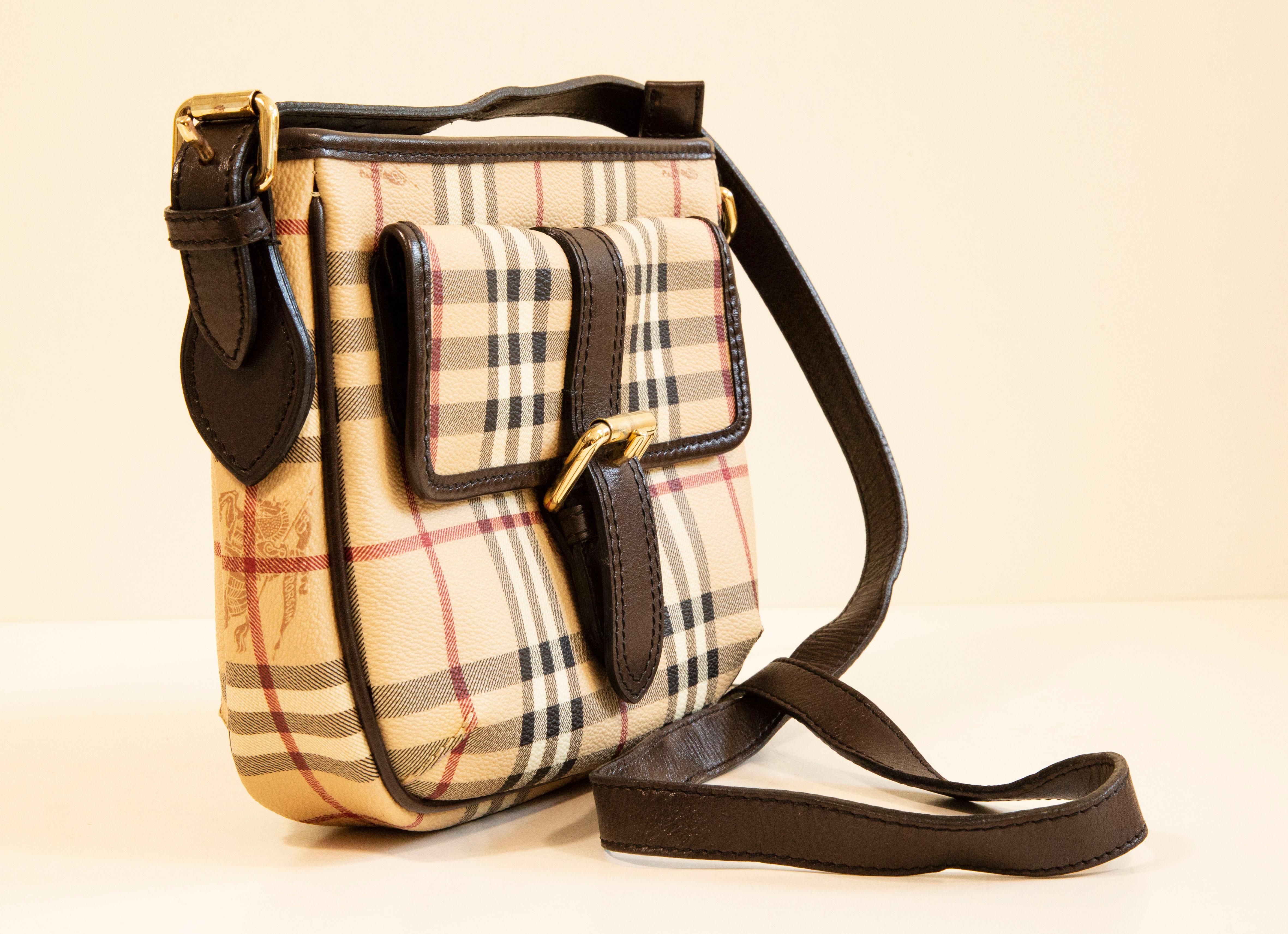 Burberry crossbody Bag in Vinyl Coated Canvas with the Burberry Check ...