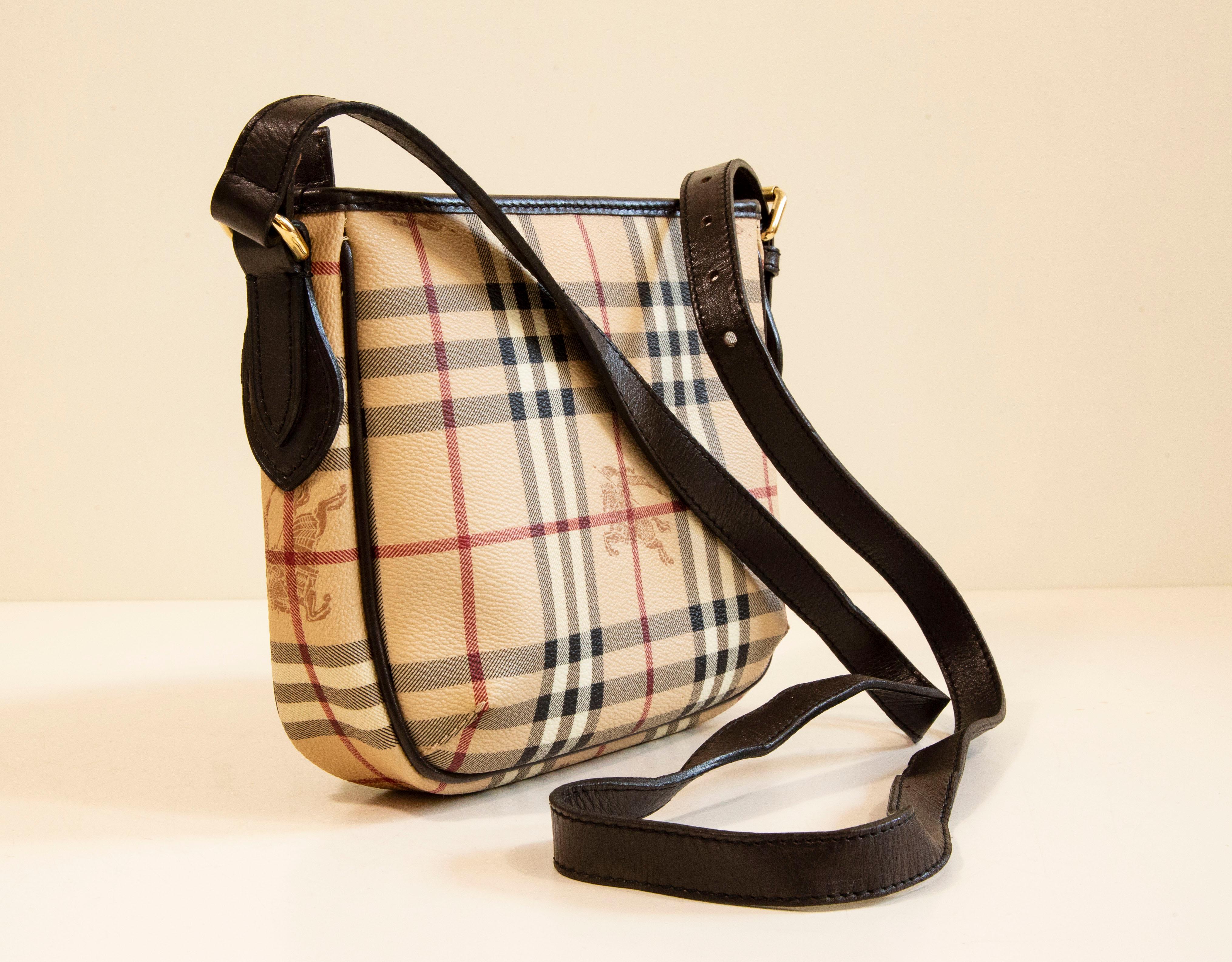 Burberry crossbody Bag in Vinyl Coated Canvas with the Burberry Check ...