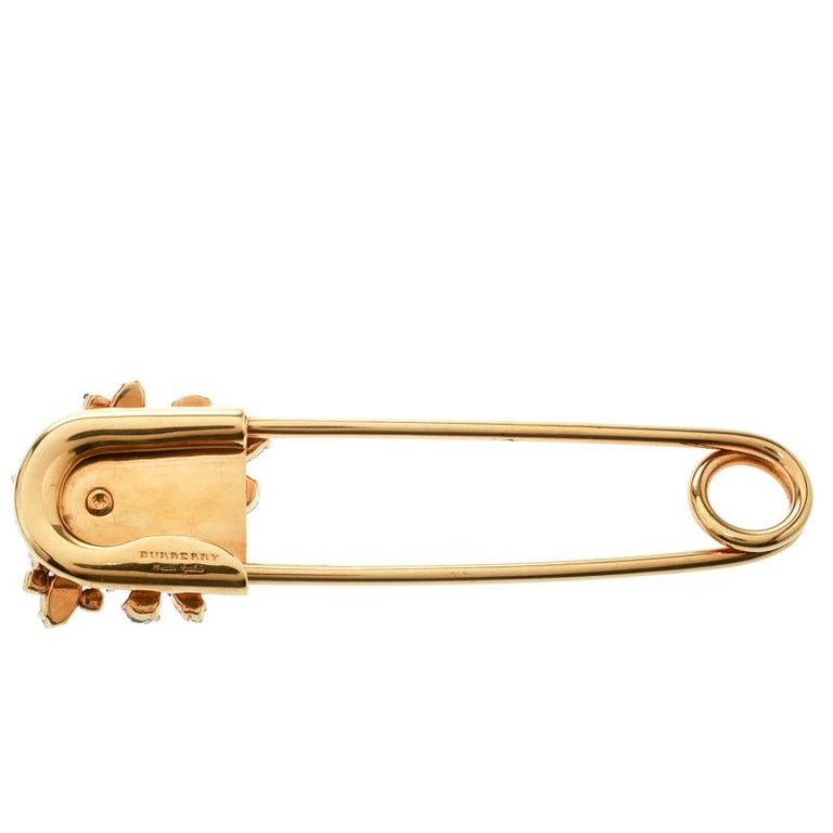 Burberry Crystal Gold Tone Daisy Pin Brooch For Sale at 1stDibs ...
