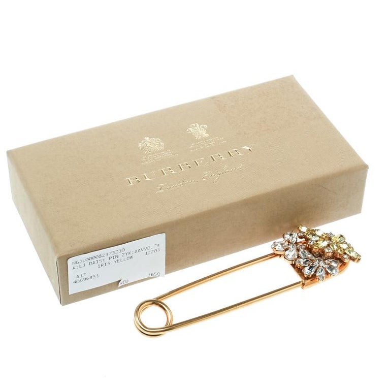 Burberry Crystal Gold Tone Daisy Pin Brooch For Sale at 1stDibs ...