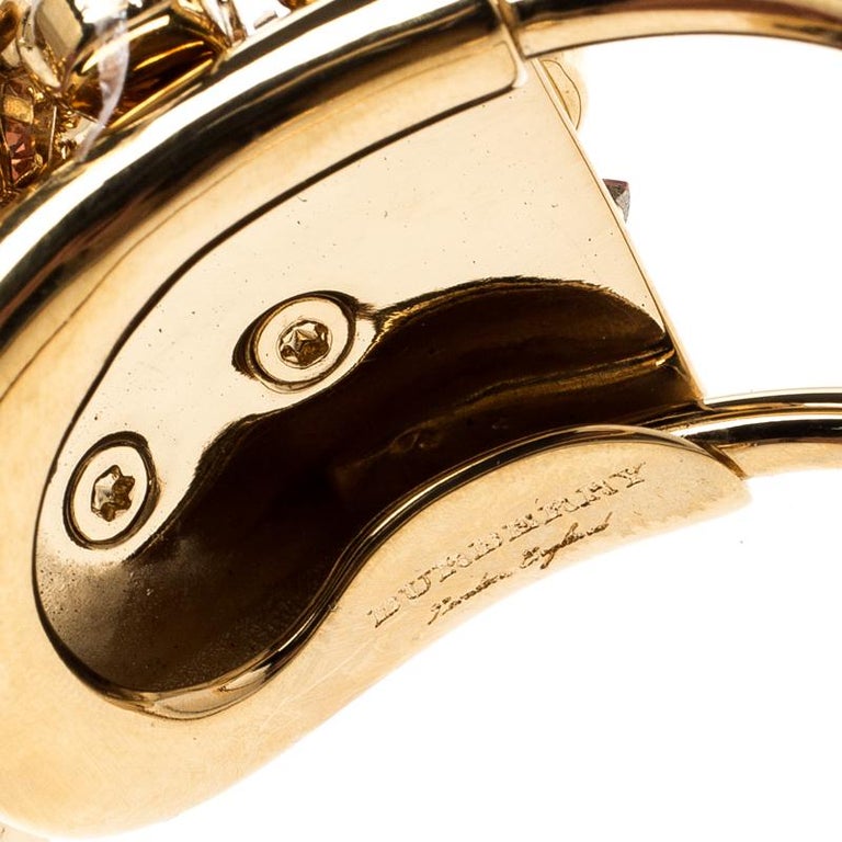 Burberry Daisy Crystal Gold Tone Open Cuff Bracelet For Sale at 1stDibs