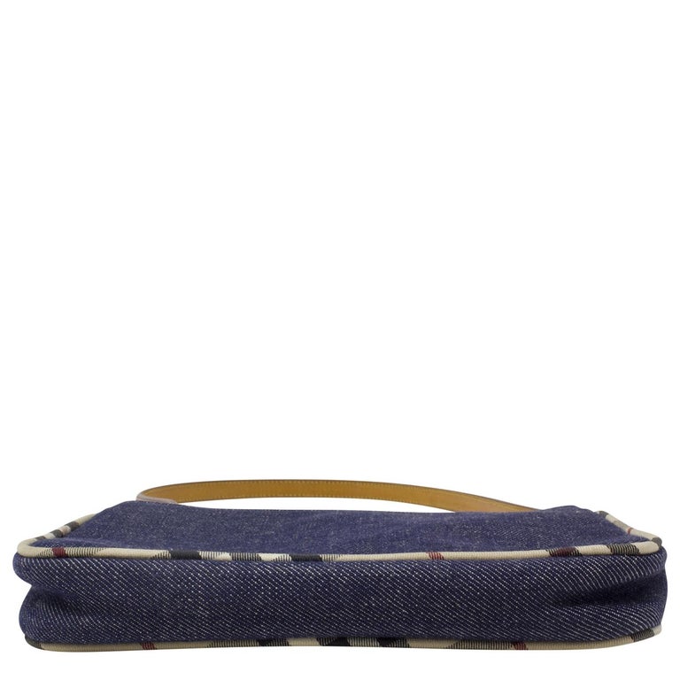 Burberry Denim Check Plaid Trim Pochette For Sale at 1stDibs