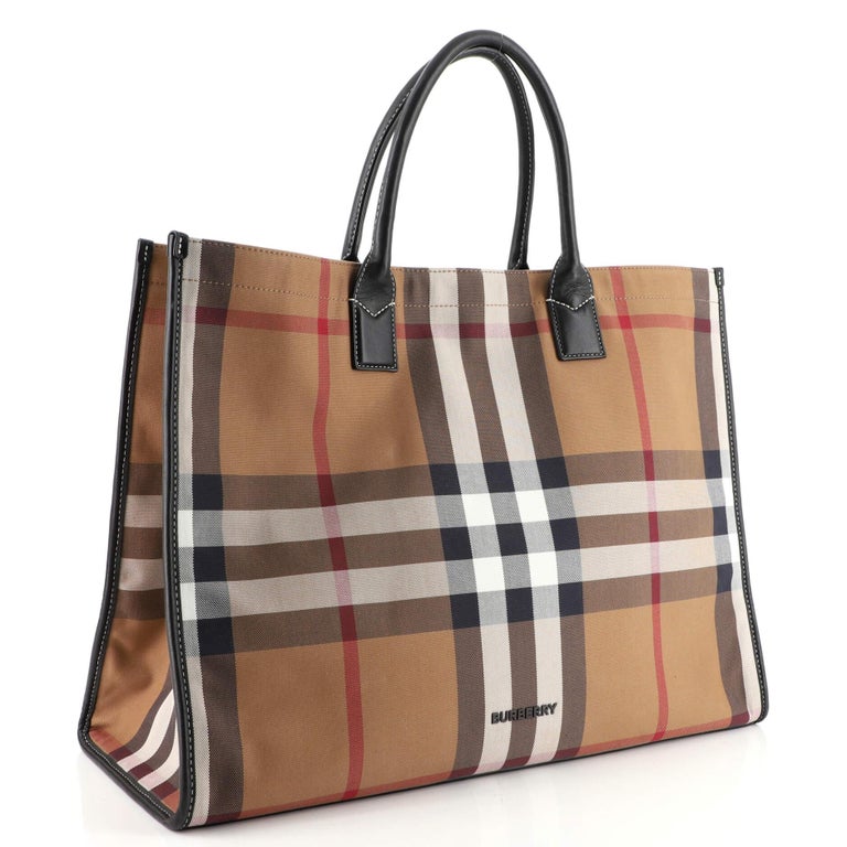 Burberry Denny Tote House Check Canvas Large at 1stDibs