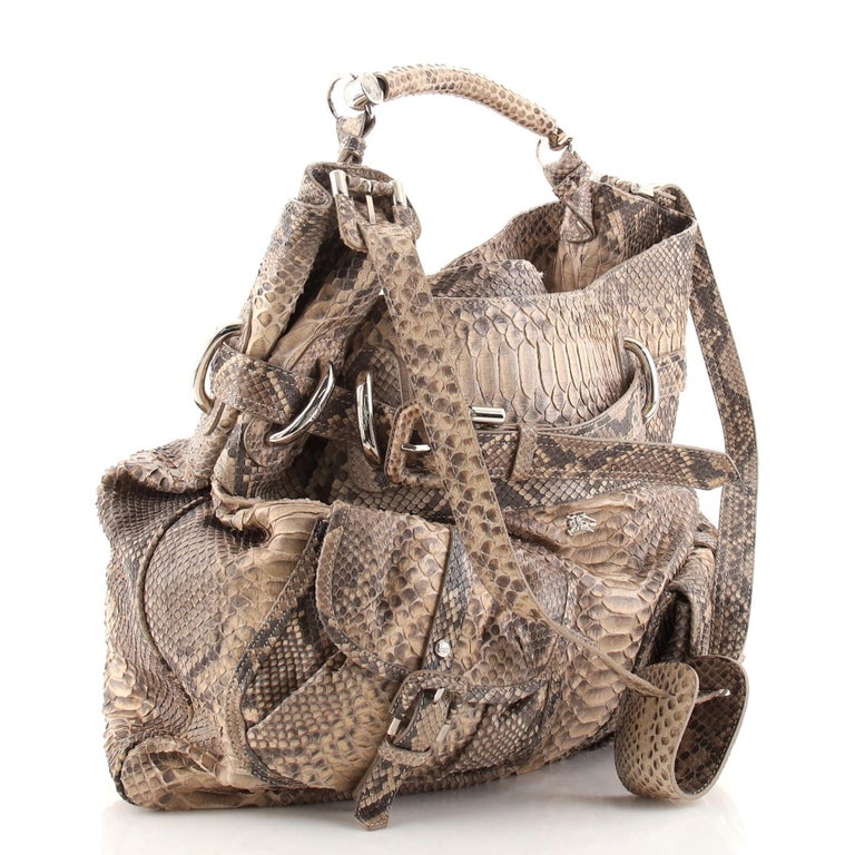 Burberry Double Pocket Hobo Python Large For Sale at 1stDibs