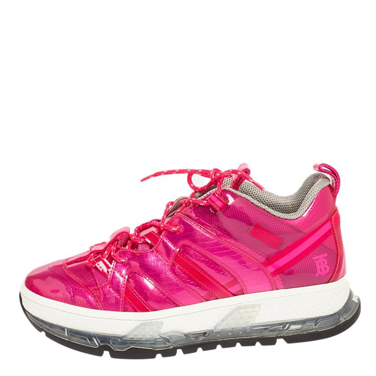 Burberry Fuchsia Glossy Vinyl Union Low Top Sneakers Size 40 at 1stDibs