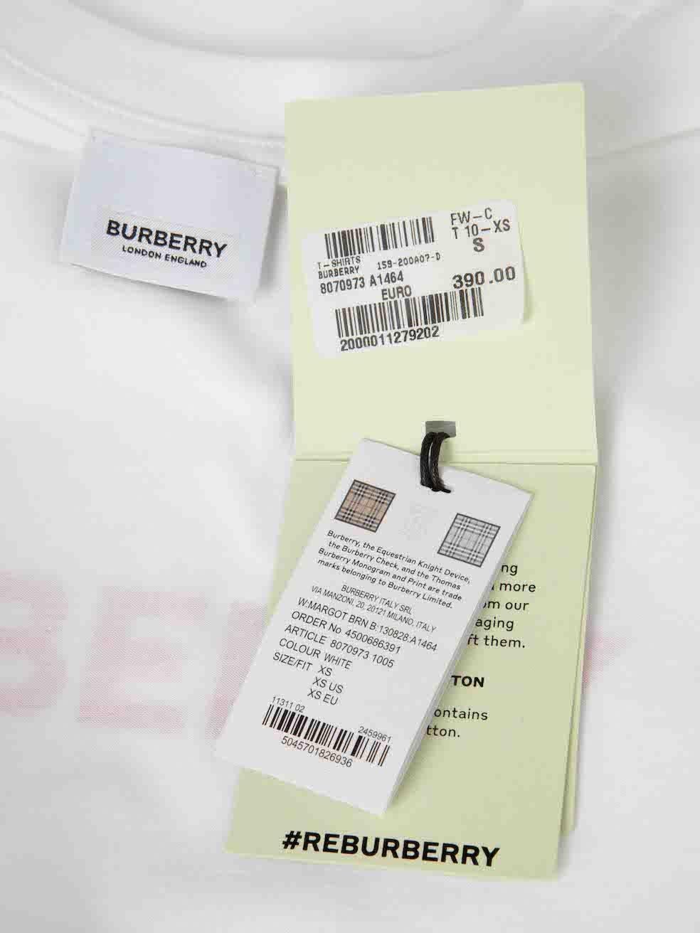 Burberry FW23 White Logo Print T-Shirt Size XS For Sale at 1stDibs