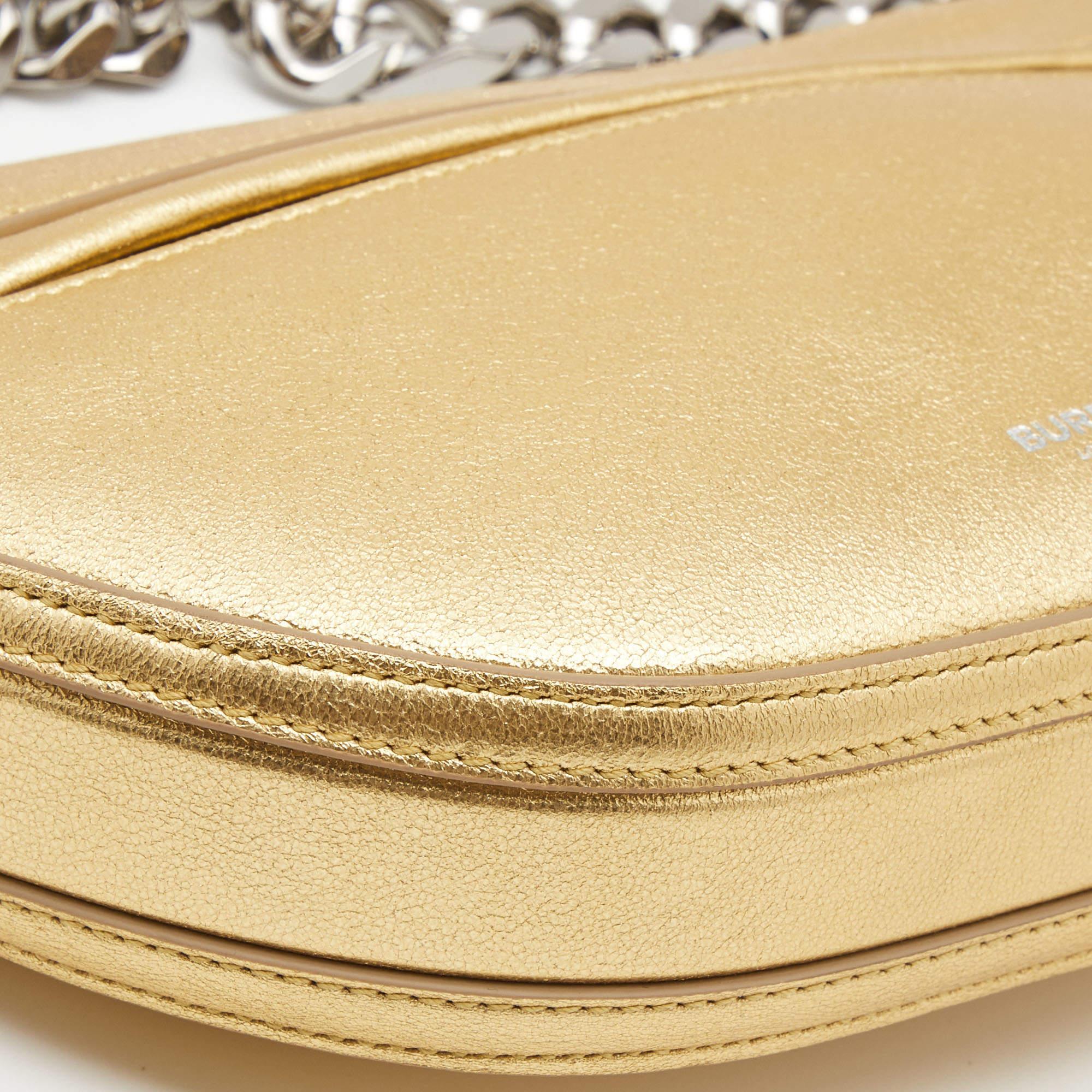 Burberry Gold Leather Mini Olympia Zip Chain Bag For Sale at 1stDibs