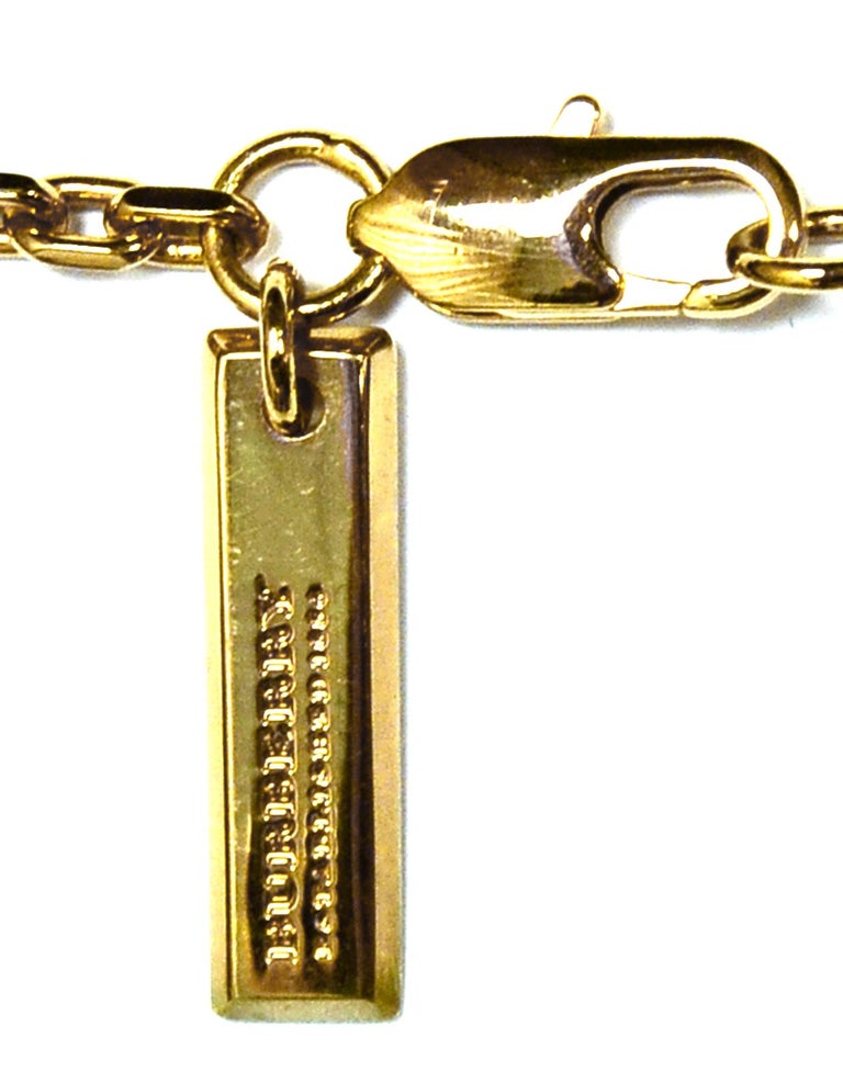 Burberry Goldtone Metal Tag Charm Necklace For Sale at 1stDibs