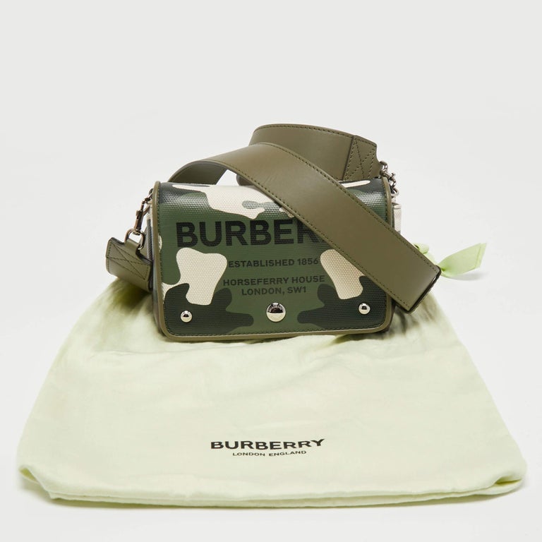 Burberry Green Camo Print Coated Canvas and Leather Hackberry Crossbody ...