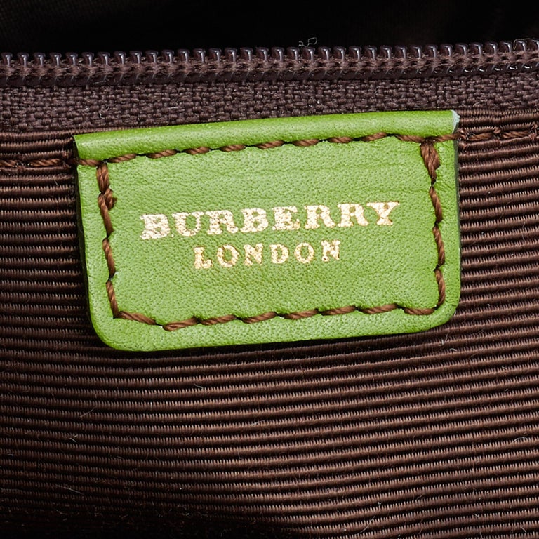 Burberry Green Embossed Leather Satchel For Sale at 1stDibs