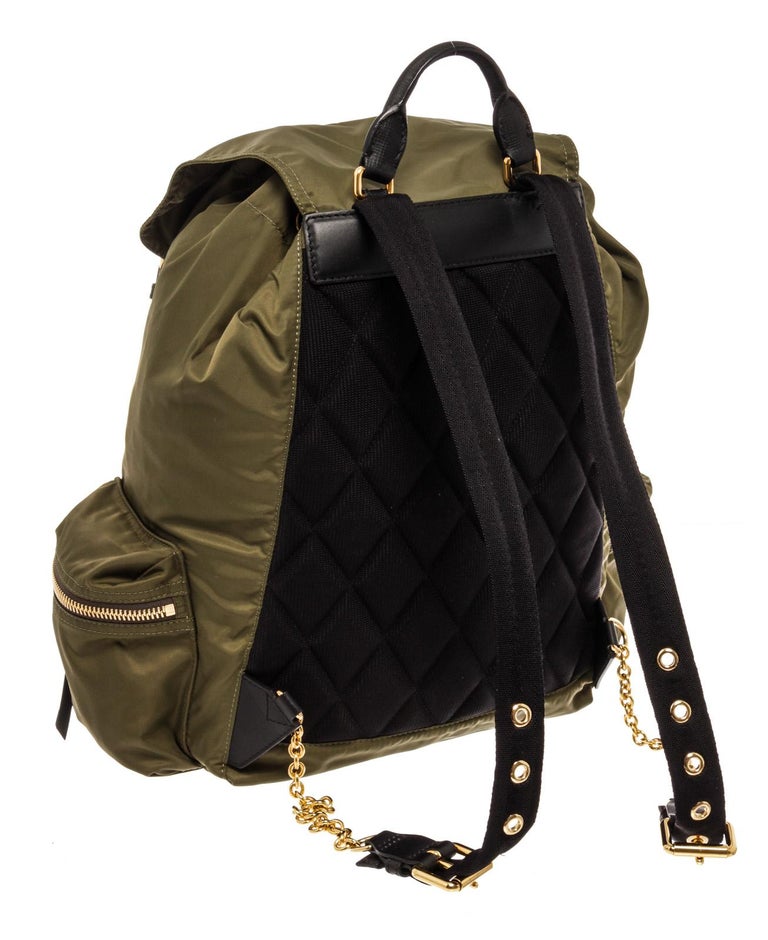 Burberry Green Technical Nylon Large Backpack For Sale at 1stDibs