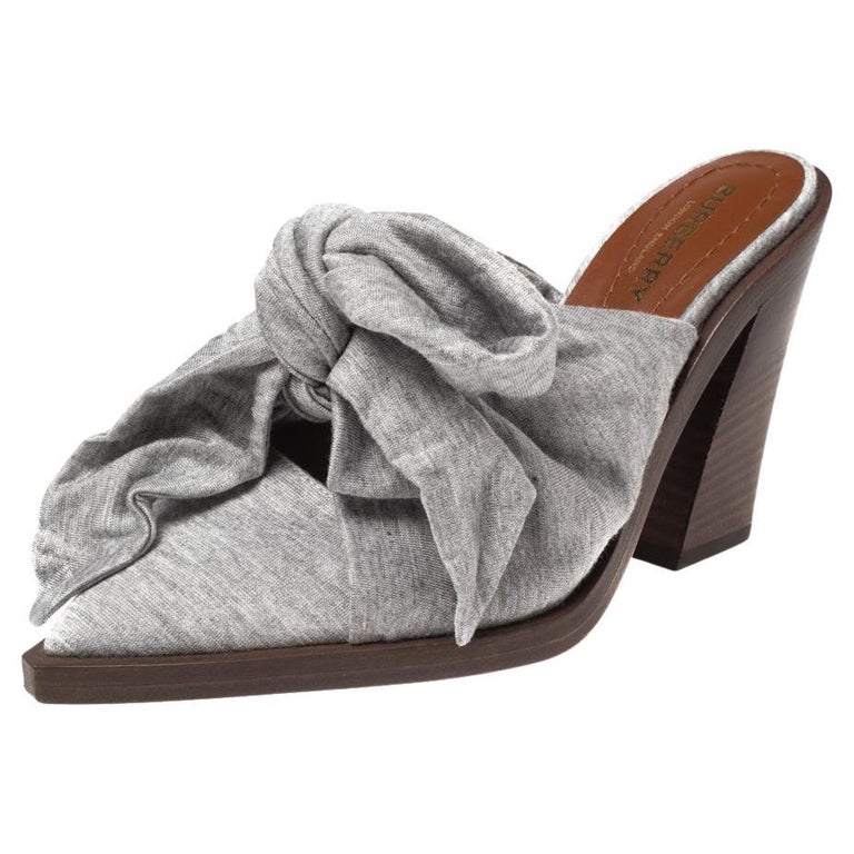 Burberry Grey Fabric Tillington Mules Size 38 For Sale at 1stDibs
