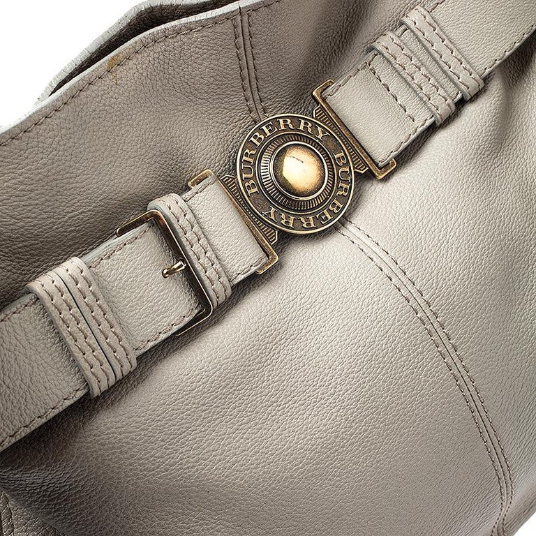 Burberry Grey Leather Lambeth Hobo For Sale at 1stDibs