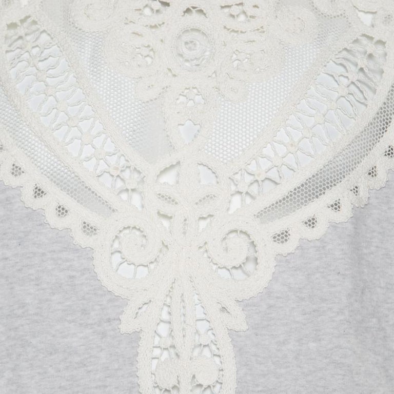 Burberry Grey Melange Cutout Lace Insert Sweatshirt XL For Sale at 1stDibs
