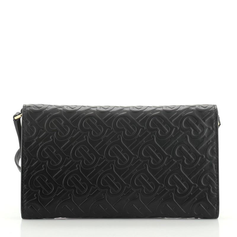 Burberry Hazelmere Wallet on Strap Monogram Embossed Leather at 1stDibs