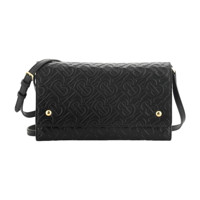 Burberry Hazelmere Wallet on Strap Monogram Embossed Leather at 1stDibs ...