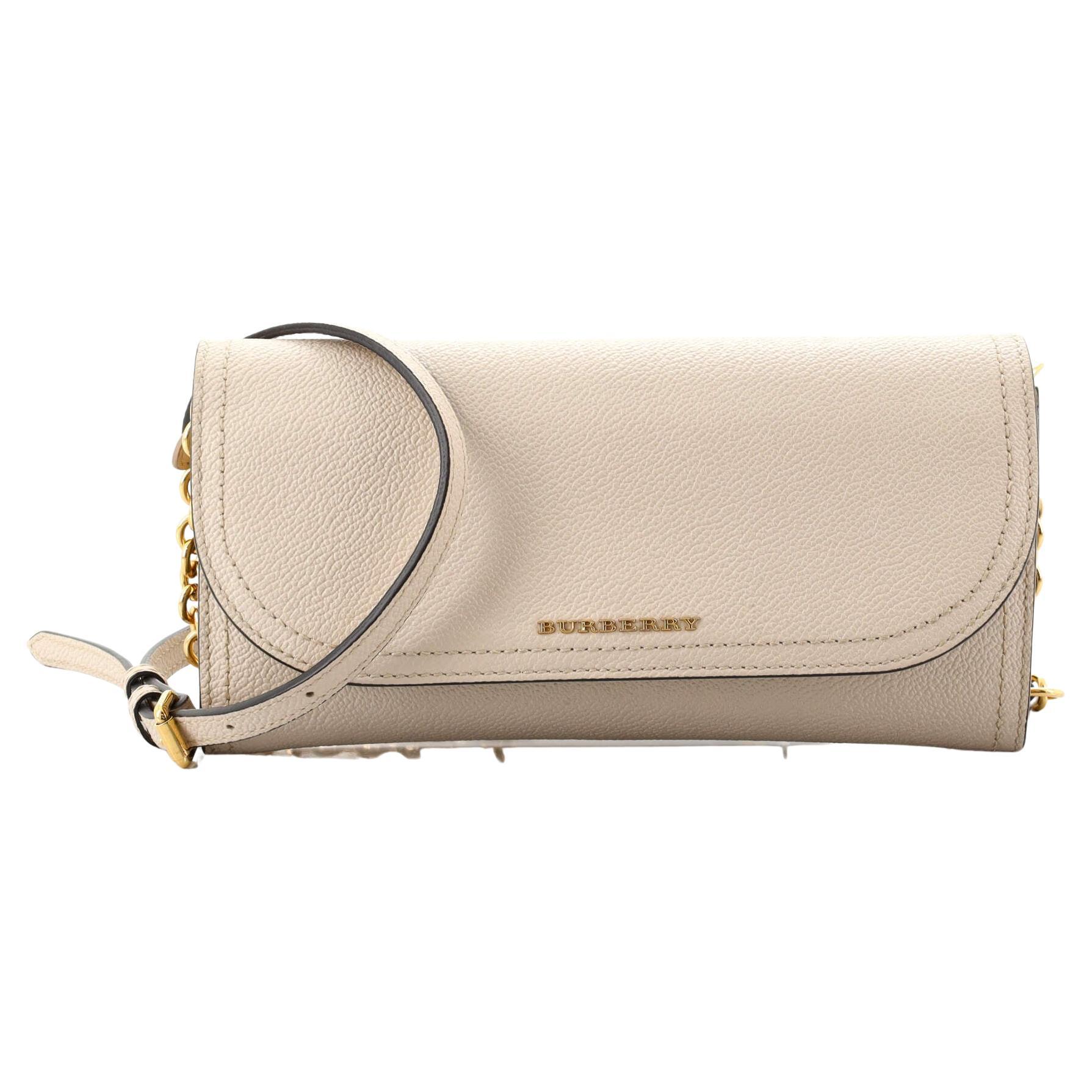Burberry Beige Haymarket Check Coated Canvas Henley Wallet On Chain at ...