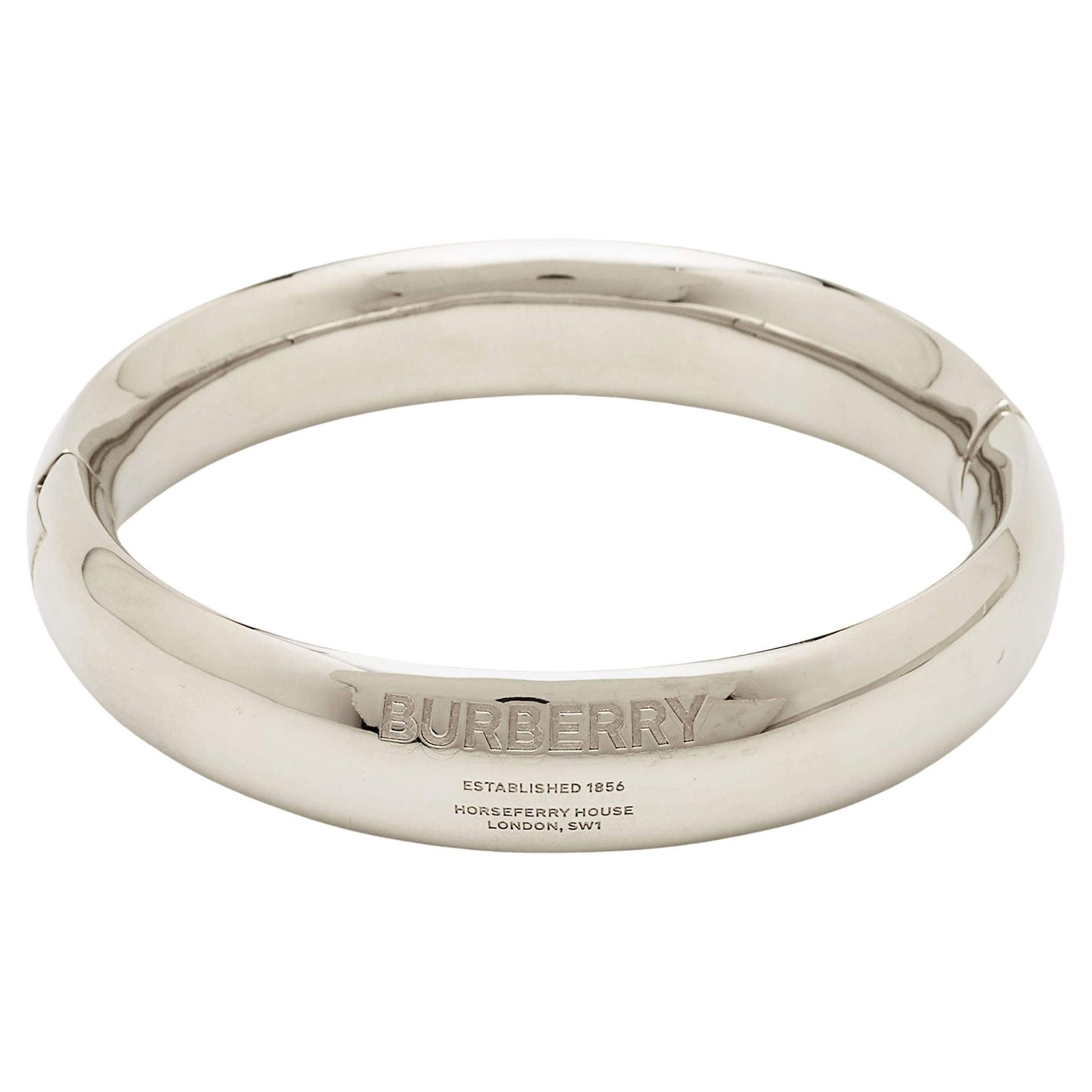 Burberry Horseferry Engraved Silver Tone Bracelet For Sale at 1stDibs