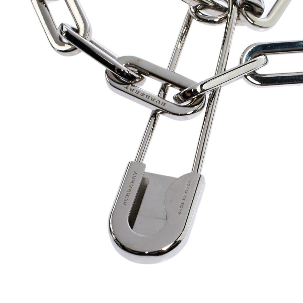 Burberry Kilt Pin Silver Tone Chain Link Long Necklace at 1stDibs ...